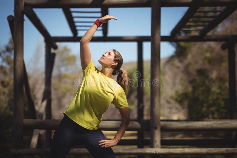 Woman Exercising during Obstacle Course Stock Photo - Image of ...