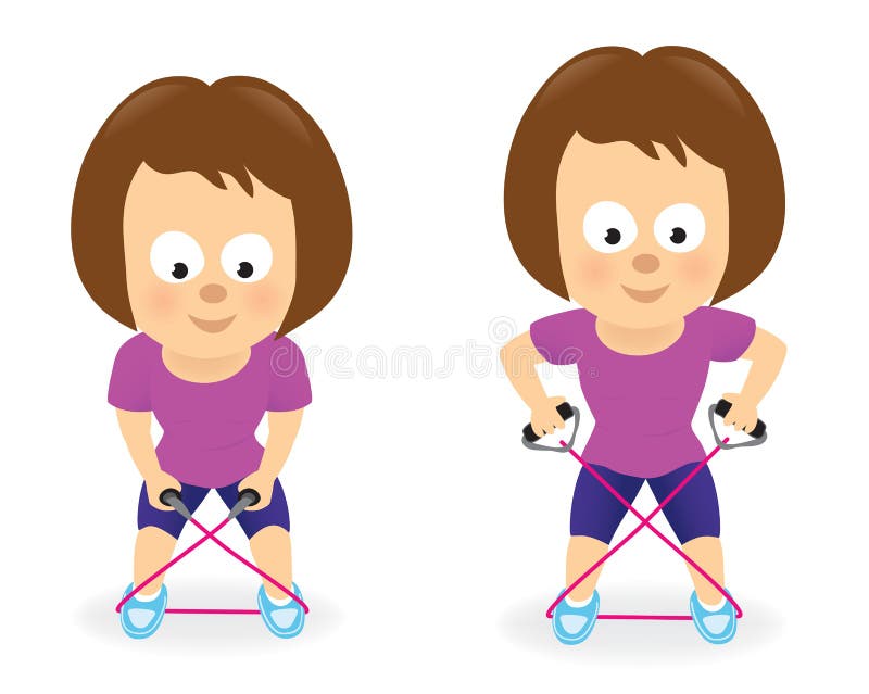 Woman Exercising with Resistance Tube Stock Vector - Illustration of ...
