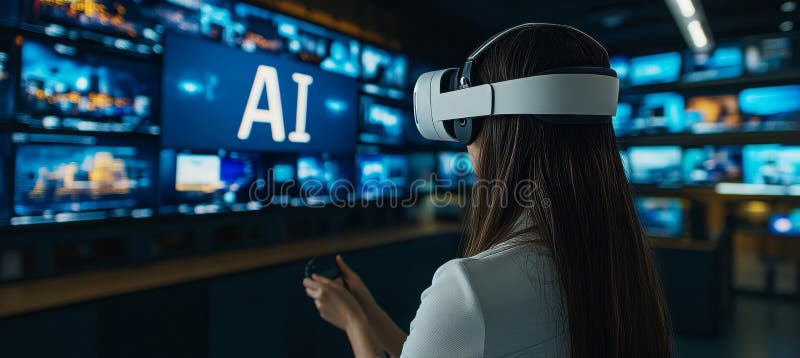 Woman Exploring Artificial Intelligence in Virtual Reality, Immersive Technology, Stock Photo ...