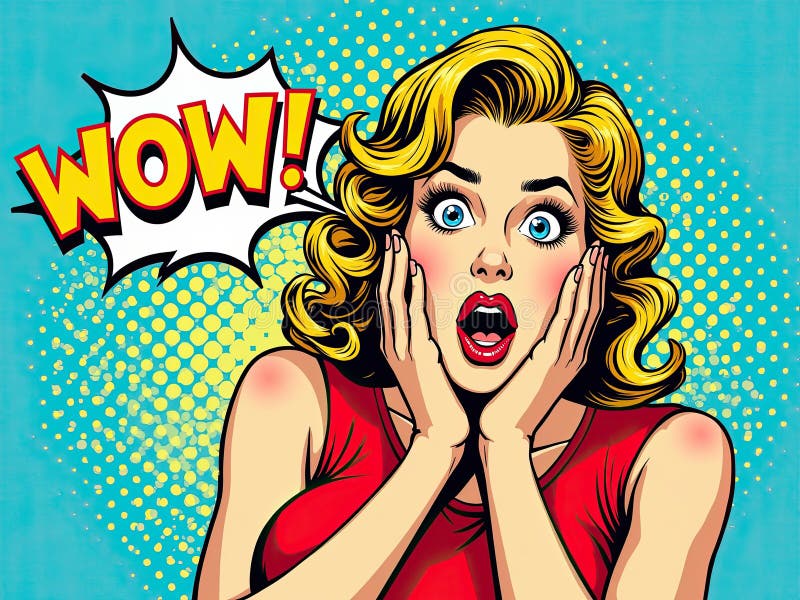 Woman Expressing Surprise with Wow Speech Bubble, Created with the ...