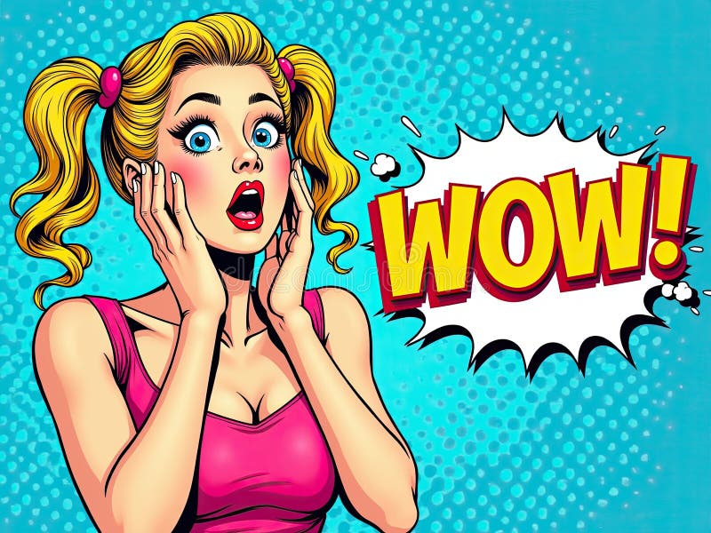 Woman Expressing Surprise with Wow Speech Bubble, Created with the ...