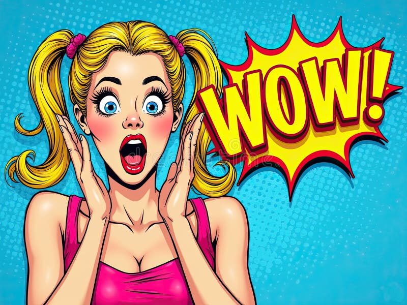 Woman Expressing Surprise with Wow Speech Bubble, Created with the ...