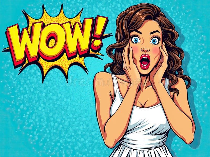 Woman Expressing Surprise with Wow Speech Bubble, Created with the ...