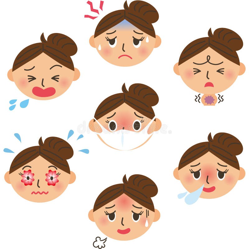 Woman Expression of Illness Stock Vector - Illustration of fever ...