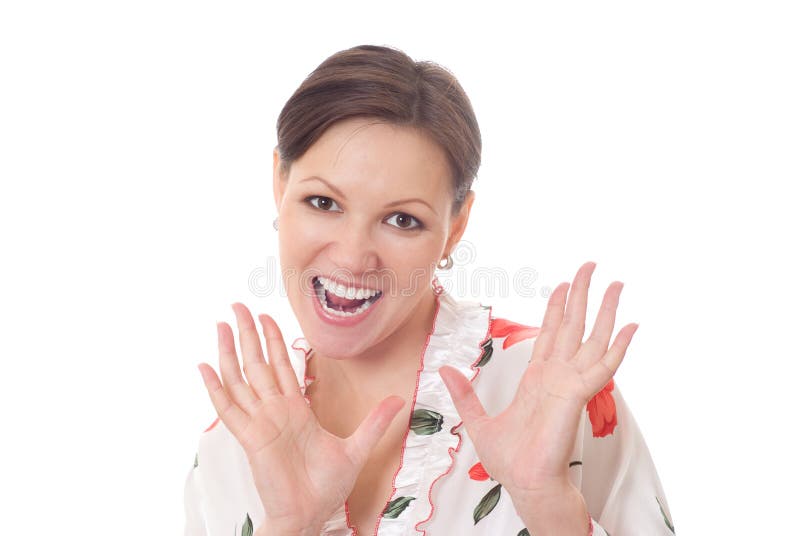 Woman with Expression Isolated on White Stock Image - Image of happy ...