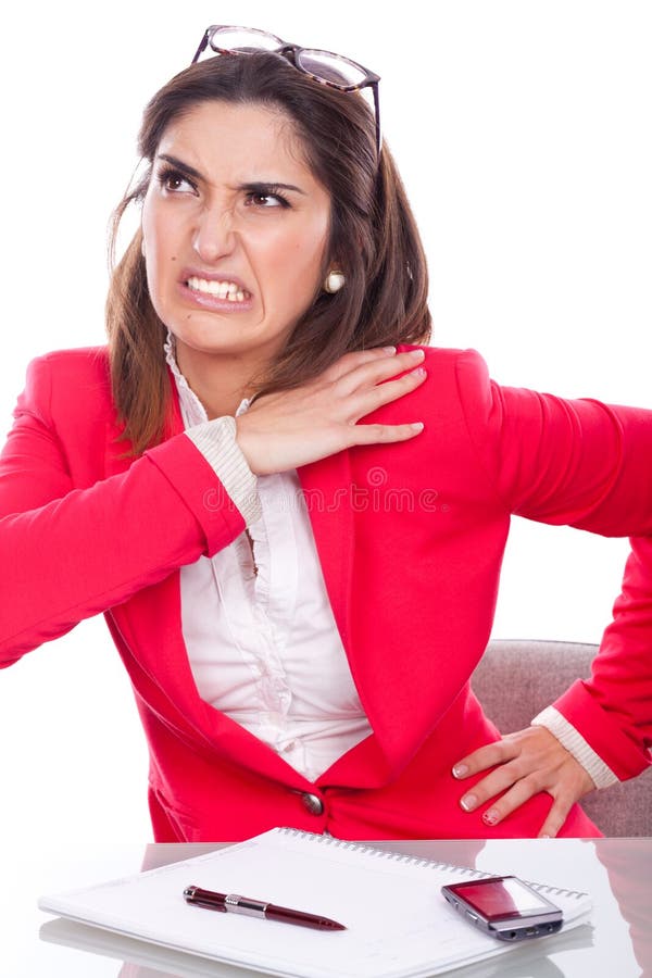 Woman Expression of Pain and Discomfort at Work Stock Photo - Image of ...