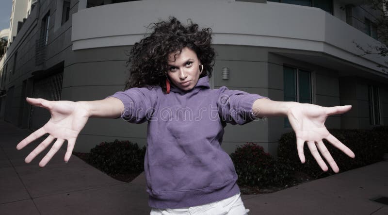 Woman extending her arms stock image. Image of fashion - 13905835