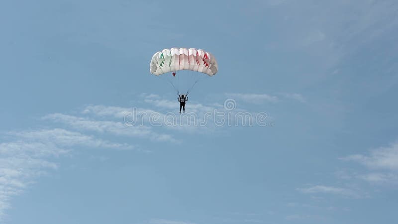 Woman is Extremely Down with a Parachute To the Ground. Parachute ...