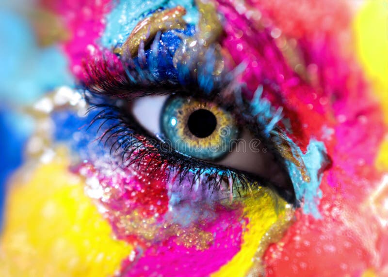 Woman Eye with Colorful Makeup Stock Image - Image of trendy, fashion ...