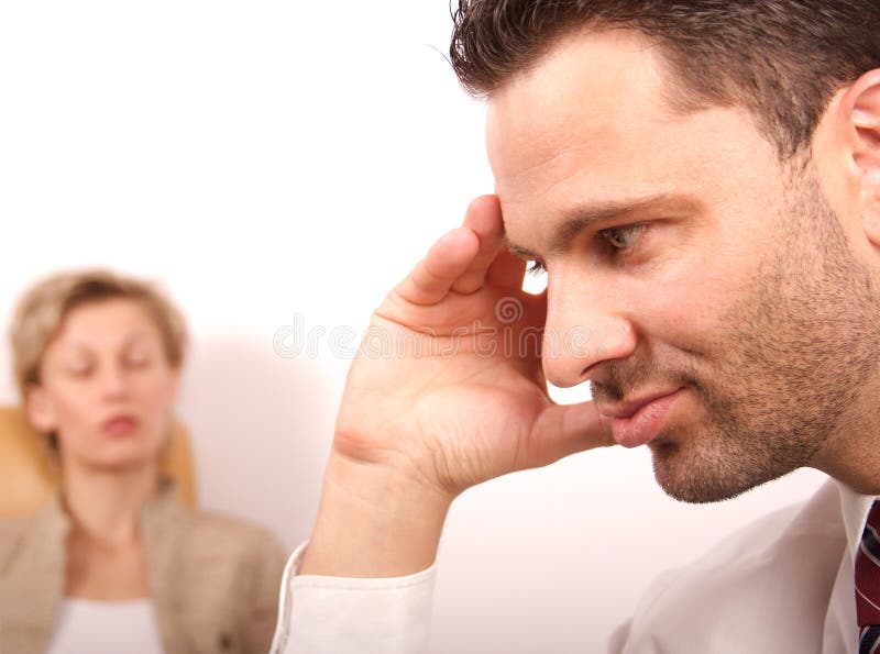 Woman with Eyes Closed, Man Covers Face with Hand Stock Photo - Image ...
