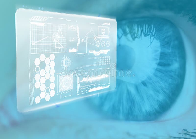 Woman Eyes with Interface Screen Stock Photo - Image of computing ...