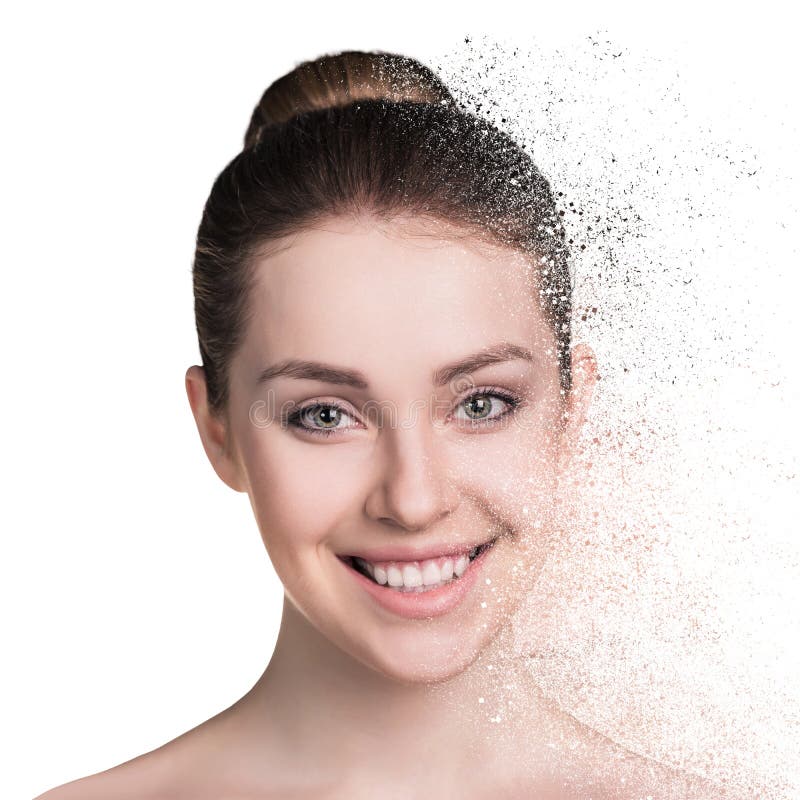 Woman Face Made from Crumbly Powder. Stock Photo - Image of person ...