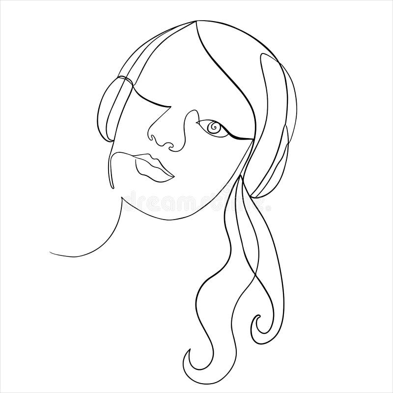 Continuous Line Drawing. Beautiful Woman Lying on the Beach Stock ...