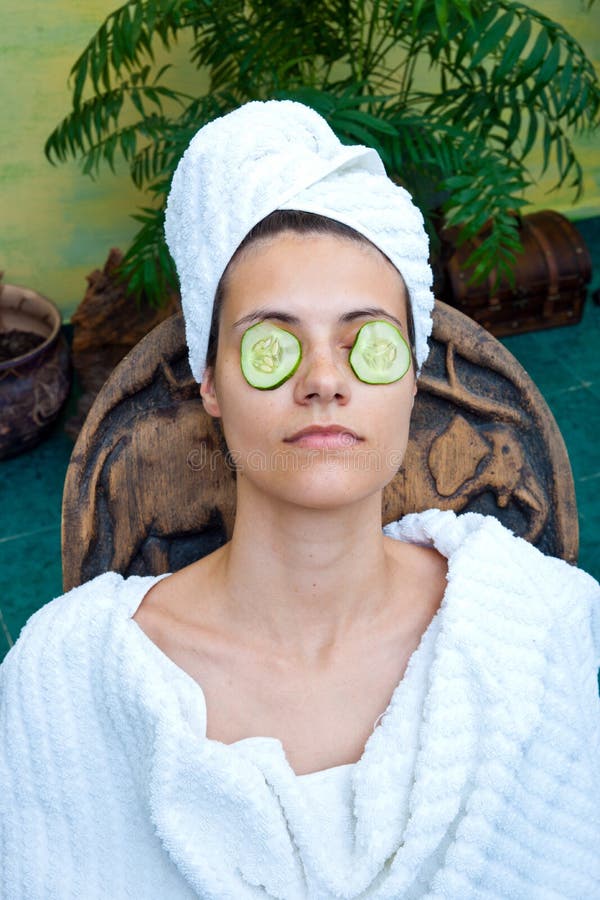 Spa cucumber mud mask stock image. Image of girl, masque - 1647681