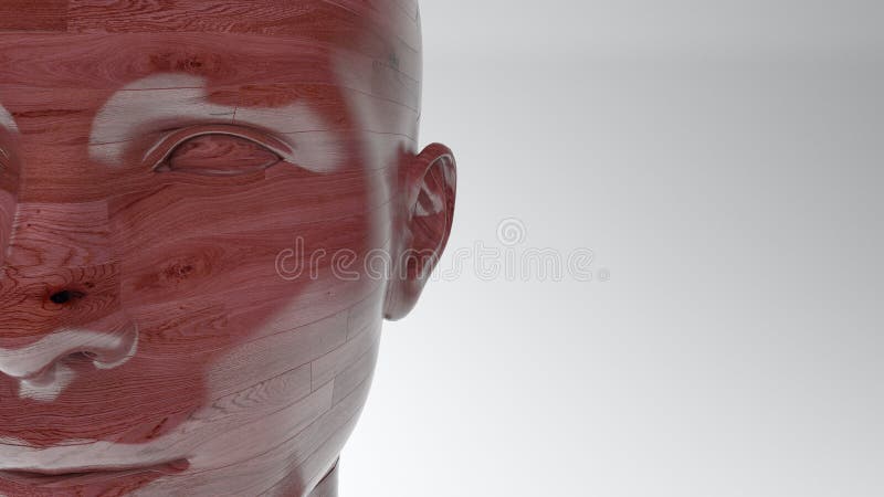 Abstract Woman Face with Wood Texture 3D Illustration Stock ...