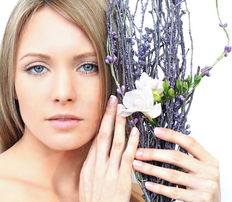 Woman Face with Flower - Spring Beauty Stock Photo - Image of model ...