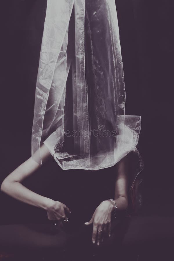 Woman with Face Hidden Behind a Cloth Stock Photo - Image of cloth ...