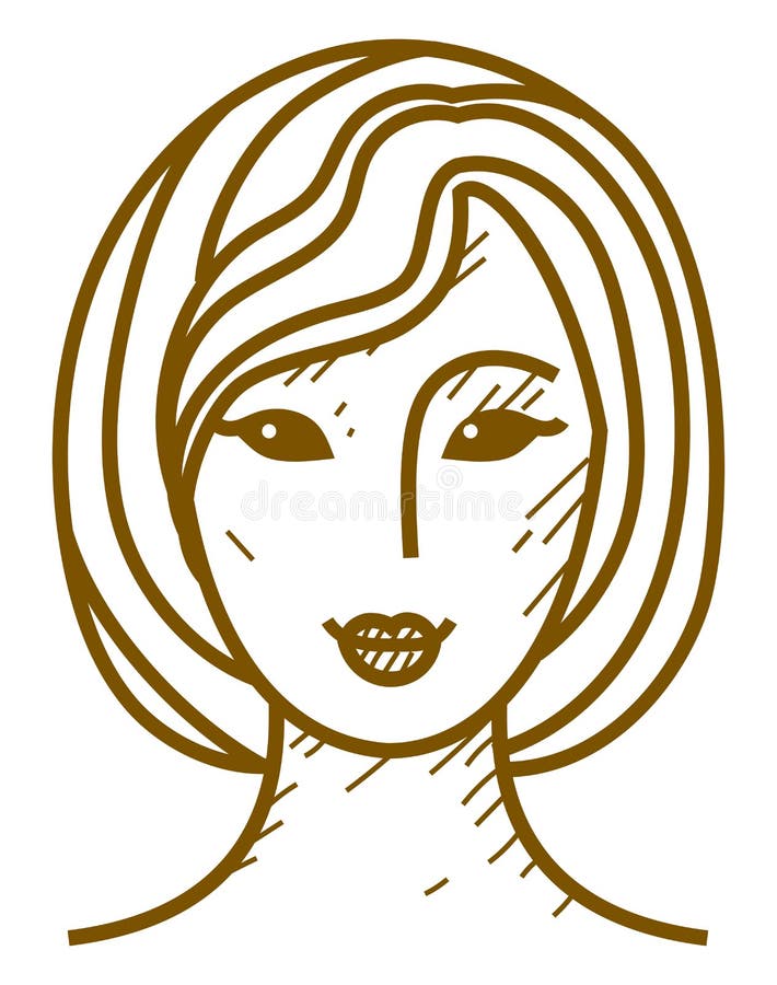 Woman Face Icon in Pencil Drawing Style Stock Vector - Illustration of ...