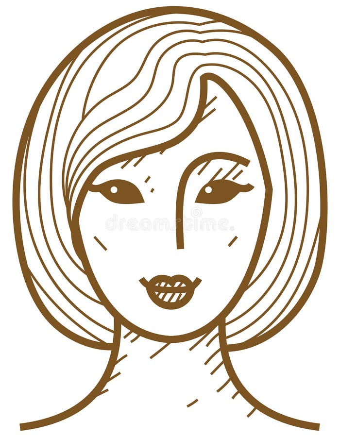 Woman Face Icons in Pencil Drawing Style Stock Vector - Illustration of ...