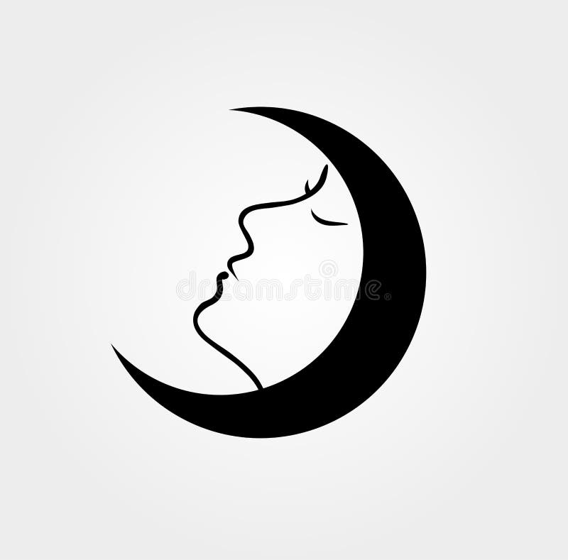 Woman face inside a moon stock vector. Illustration of female - 60057716