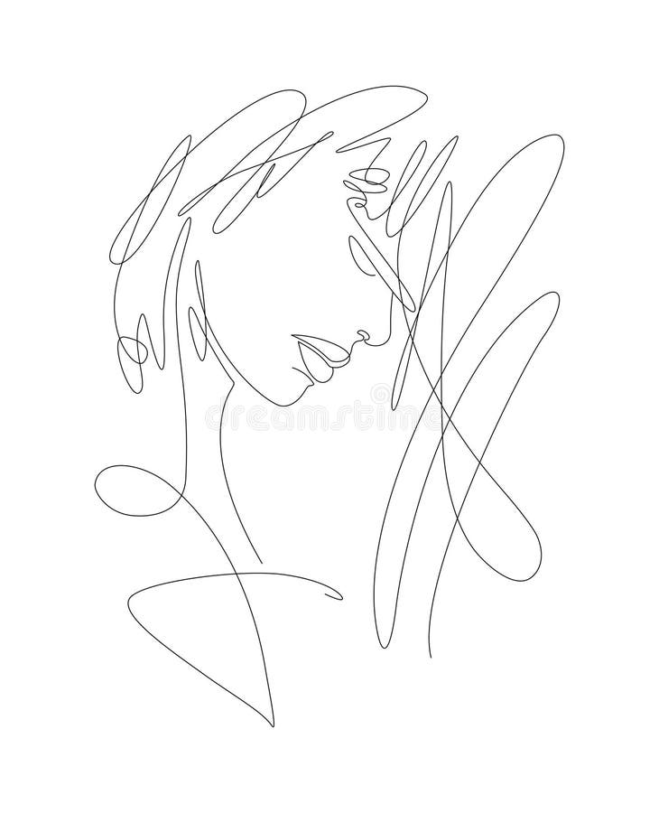 Woman Face Line Art Illustration Female Head Feminine Minimalist Logo