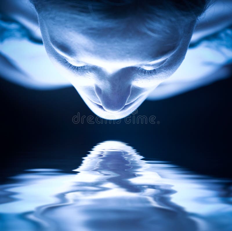 Woman Face Looking at Water Stock Photo - Image of light, eyes: 2589662