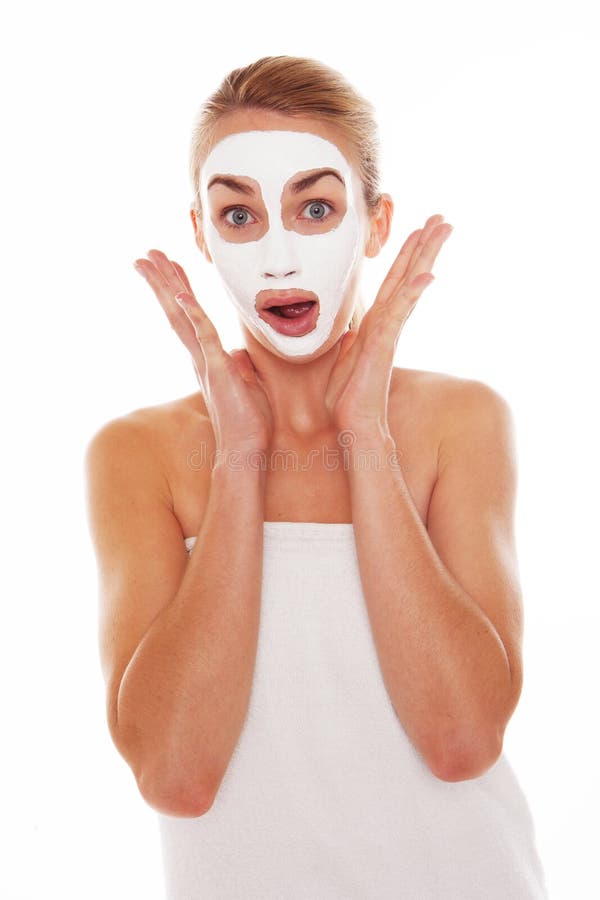 Woman in Face Mask with Surprised Expression Stock Photo - Image of ...