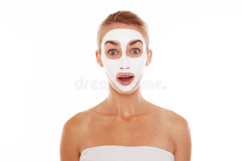 Woman in Face Mask with Surprised Expression Stock Image - Image of ...