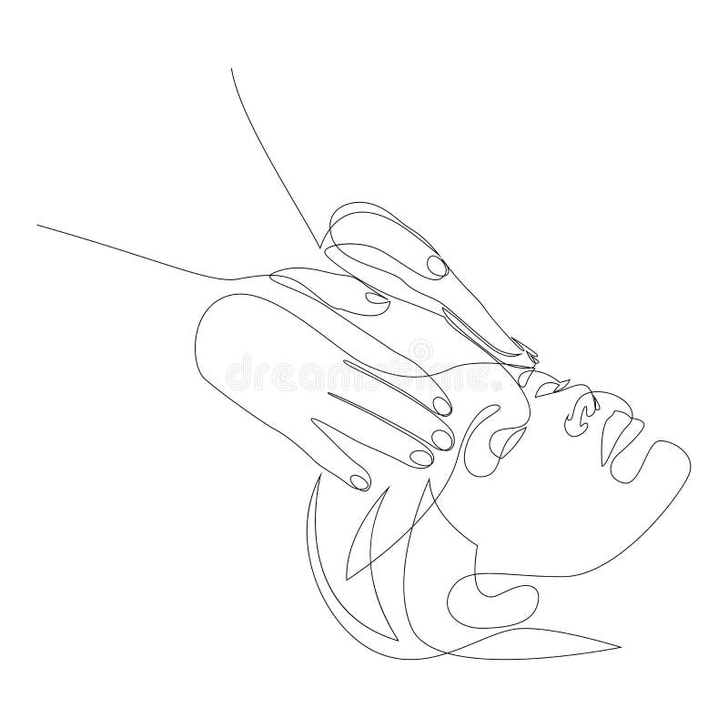 Woman Face Massage Continuous Line Drawing Vector Illustration Stock Vector Illustration Of