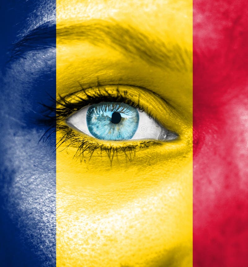 Woman Face Painted with Flag of Chad Stock Image - Image of person ...