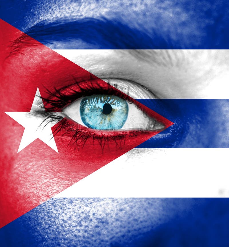 Woman Face Painted with Flag of Cuba Stock Photo - Image of nation ...