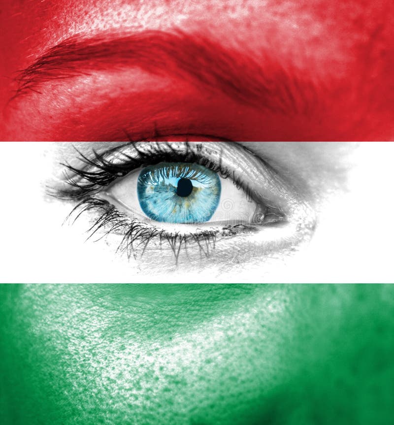 Face with the Hungary flag stock photo. Image of girl - 35019908