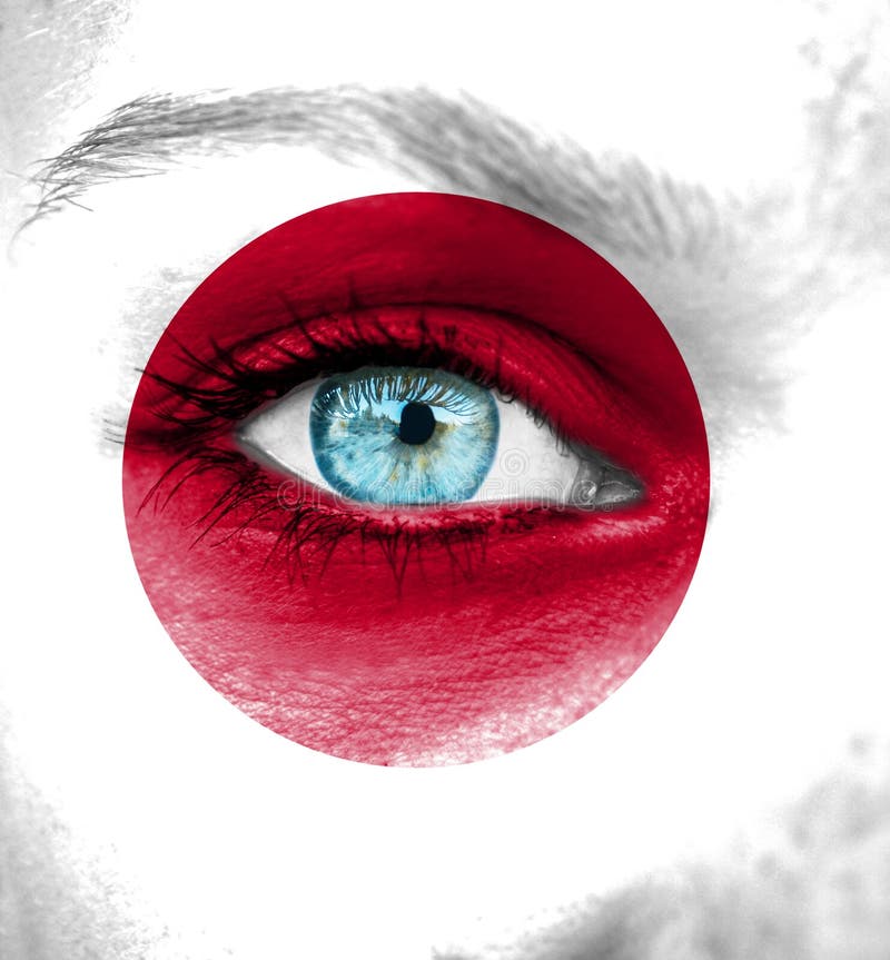 Woman Face Painted with Flag of Japan Stock Image - Image of flag ...