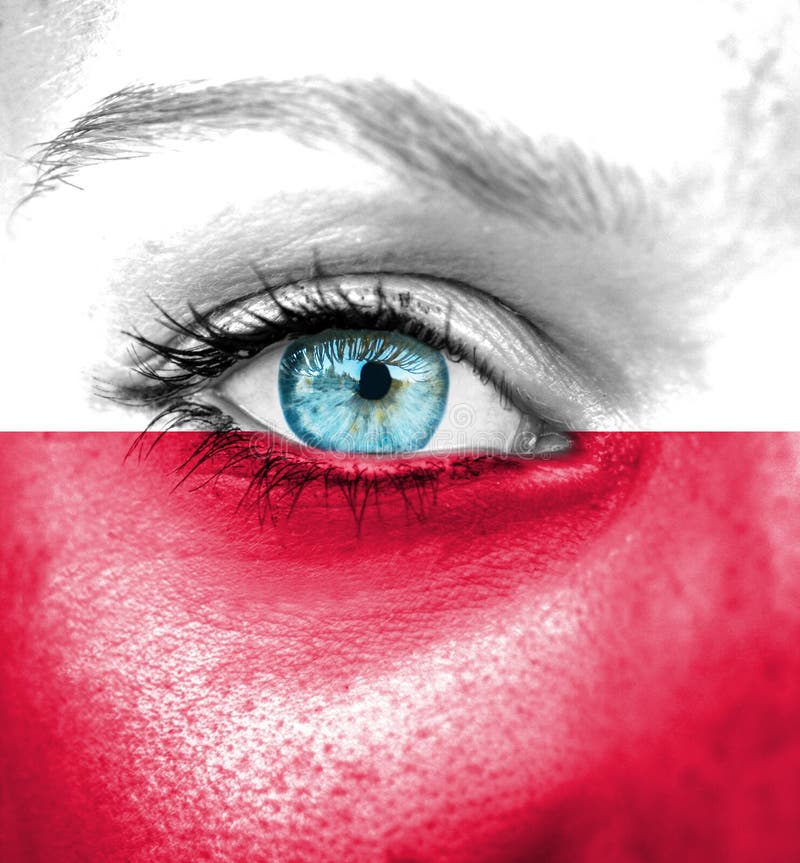 Woman Face Painted with Flag of Poland Stock Image - Image of closeup ...
