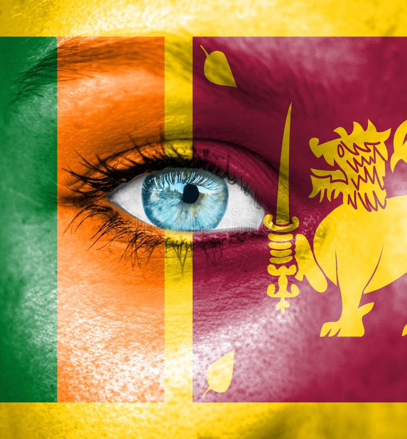 Woman Face Painted with Flag of Sri Lanka Stock Photo - Image of female ...
