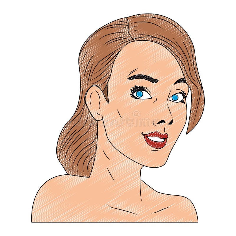 Woman Face Pop Art Cartoon Scribble Stock Vector - Illustration of ...