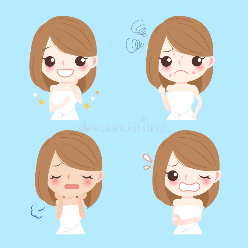 Woman with face problem stock vector. Illustration of people - 86270829