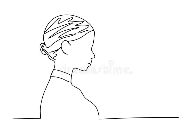 Woman Face In Profile One Line Drawing Vector Illustration Stock