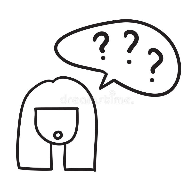 Woman Face with Question Mark Vector Icon Hand Drawn Doodle ...