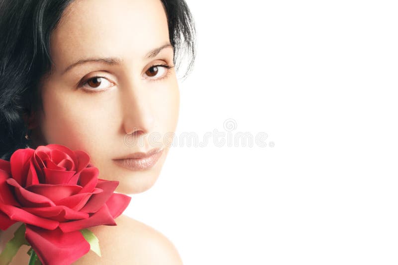 Woman face with rose stock photo. Image of elegant, cosmetic - 26950700