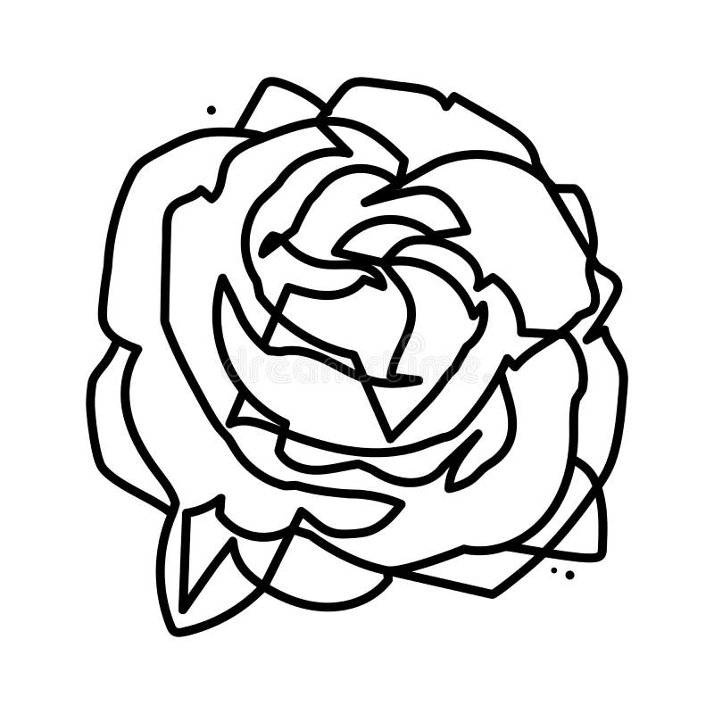 Woman Face With Rose Flower Continuous Line Stock Illustration