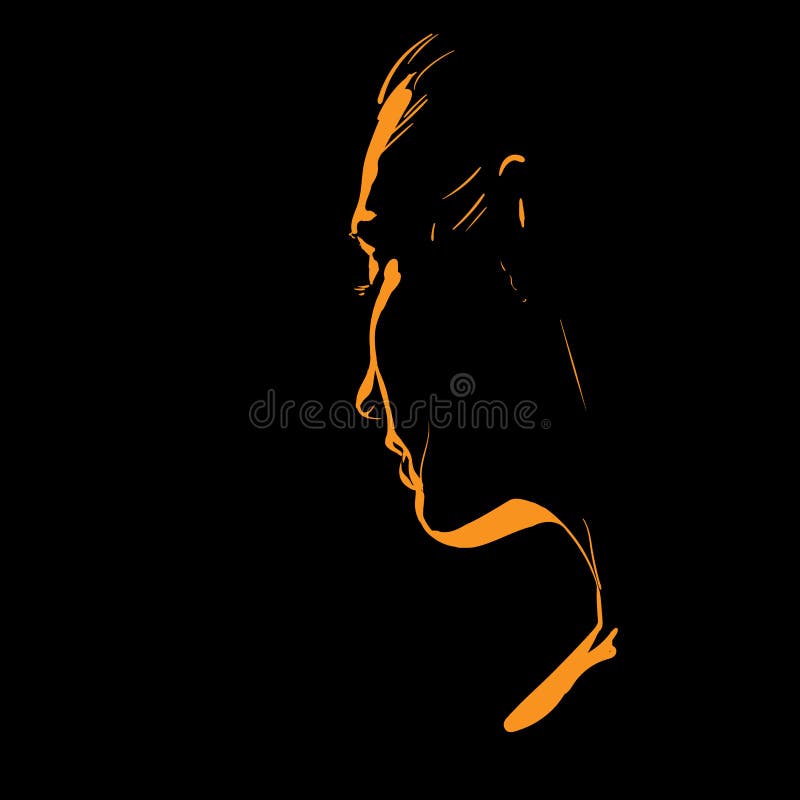 Woman Face Silhouette in Backlight. Illustration. Stock Vector ...