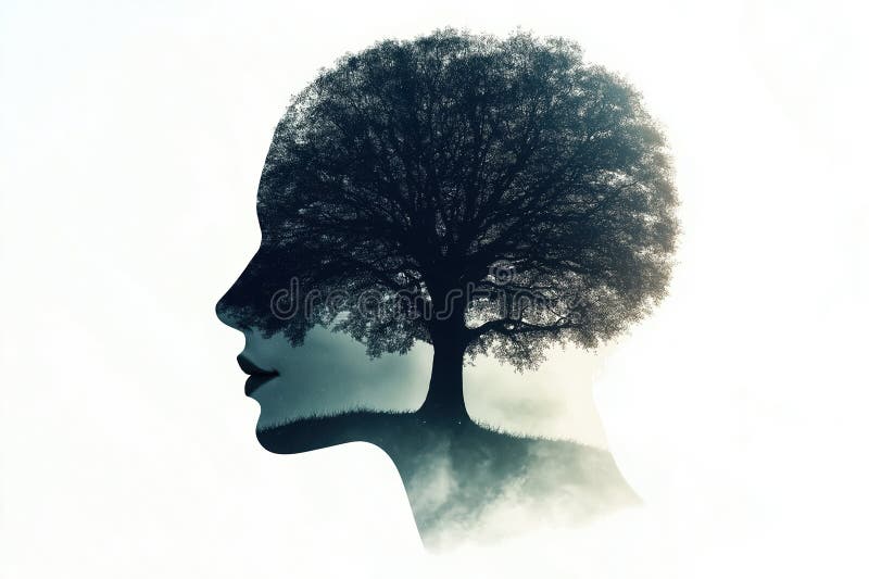 Abstract Silhouette Tree Face Roots Stock Photos - Free & Royalty-Free ...