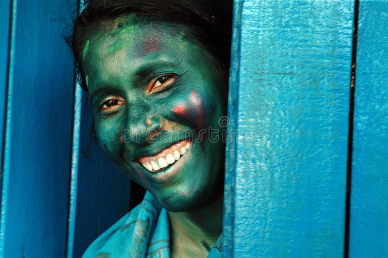 A Woman Face Smeared with Colour. Editorial Photo - Image of kolkata ...
