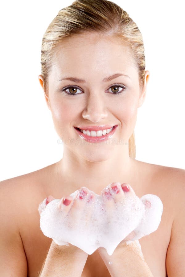 Woman face wash stock image. Image of caucasian, beauty - 19789459