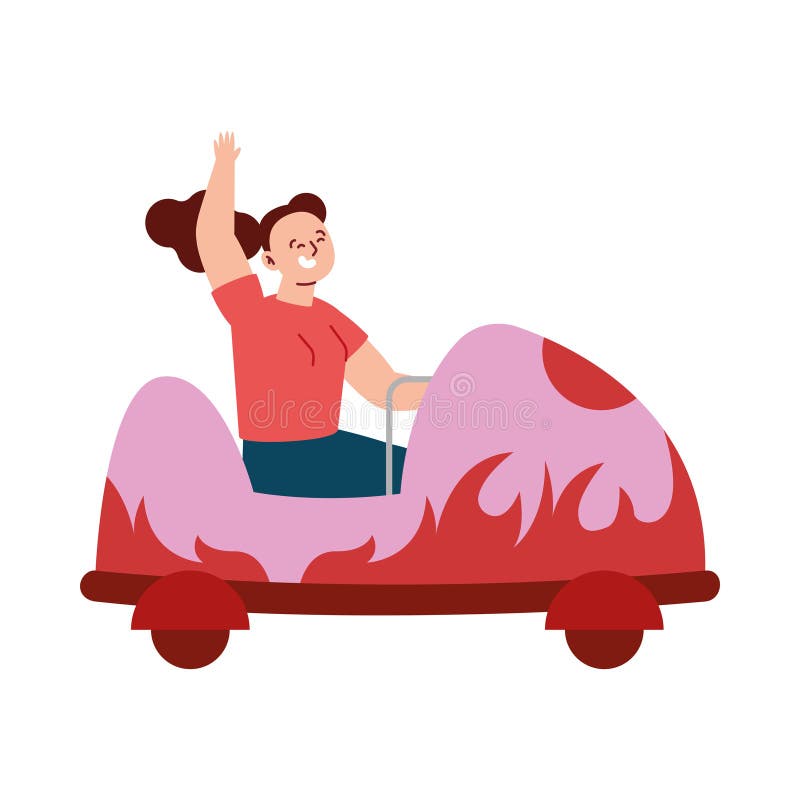 Woman in Fair Roller Coaster Cart Stock Illustration - Illustration of ...