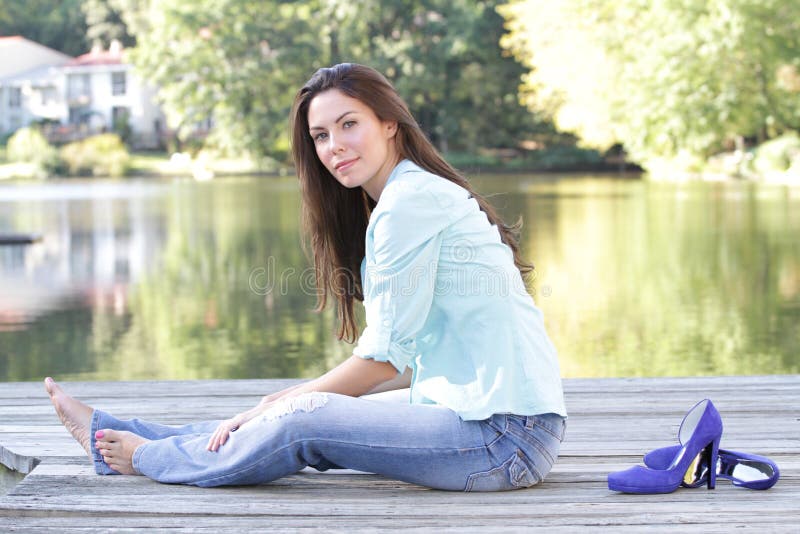 Woman Fall stock photo. Image of relaxed, looking, alone - 15966214