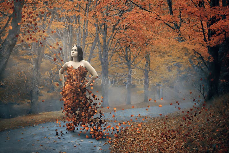 Woman and fall dress stock image. Image of alone, path - 102763465