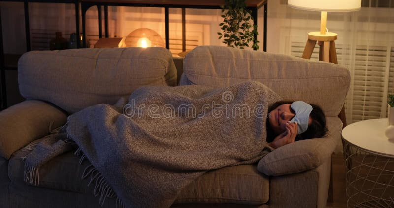 Exhausted Woman Falling Asleep on Bed Stock Video - Video of jumping ...