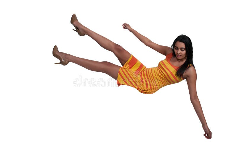 Woman Falling through the Sky Stock Image - Image of hispanic, jump ...